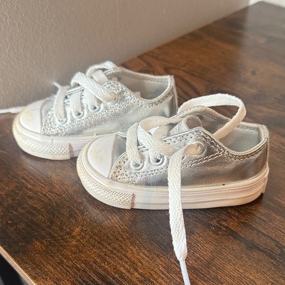 Converse | Shoes | Converse Kids Silver Sneakers | Poshmark